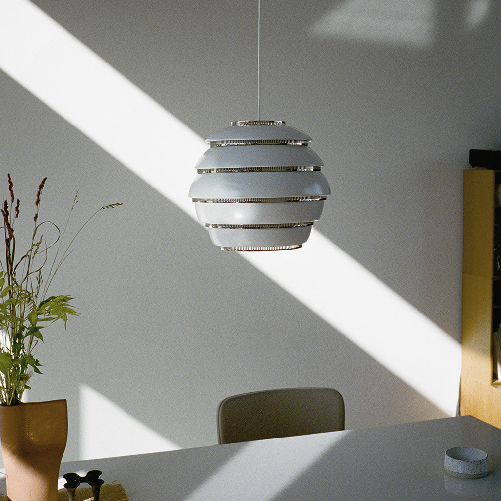 Artek Pendant Light A331 “Beehive”, White/Chrome | Vepsäläinen