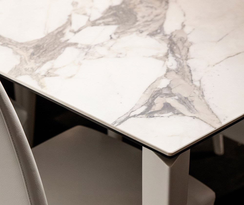 Calligaris Delta Extendable Dining Table, Ceramic Marble/White ...