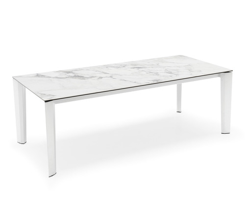 Calligaris Delta Extendable Dining Table, Ceramic Marble/White ...