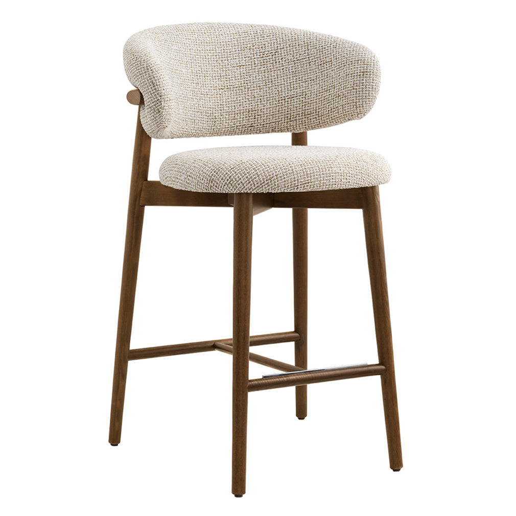 Calligaris Oleandro Bar Stool, Smoke/Bouclé Hemp | Vepsäläinen