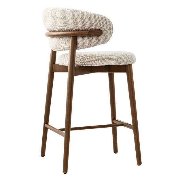 Calligaris Oleandro Bar Stool, Smoke/Bouclé Hemp | Vepsäläinen