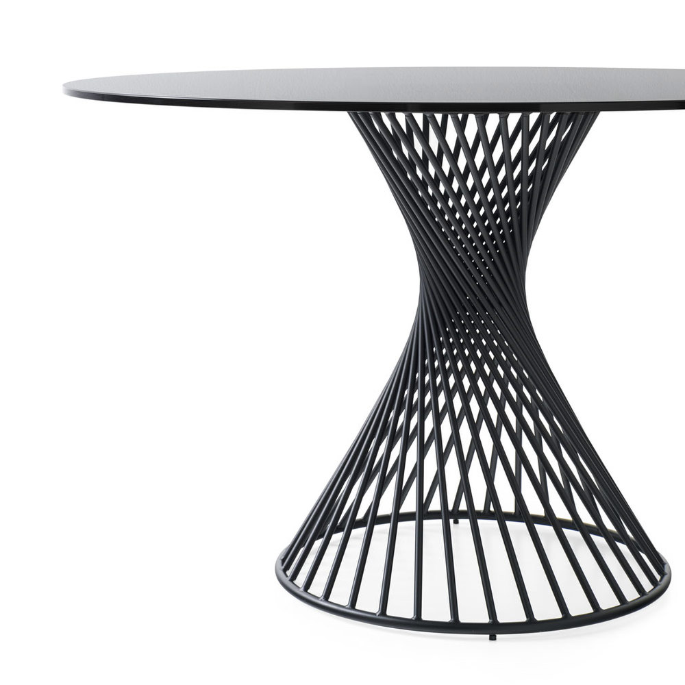Calligaris Vortex Dining Table, Grey Glass/Matt Black | Vepsäläinen