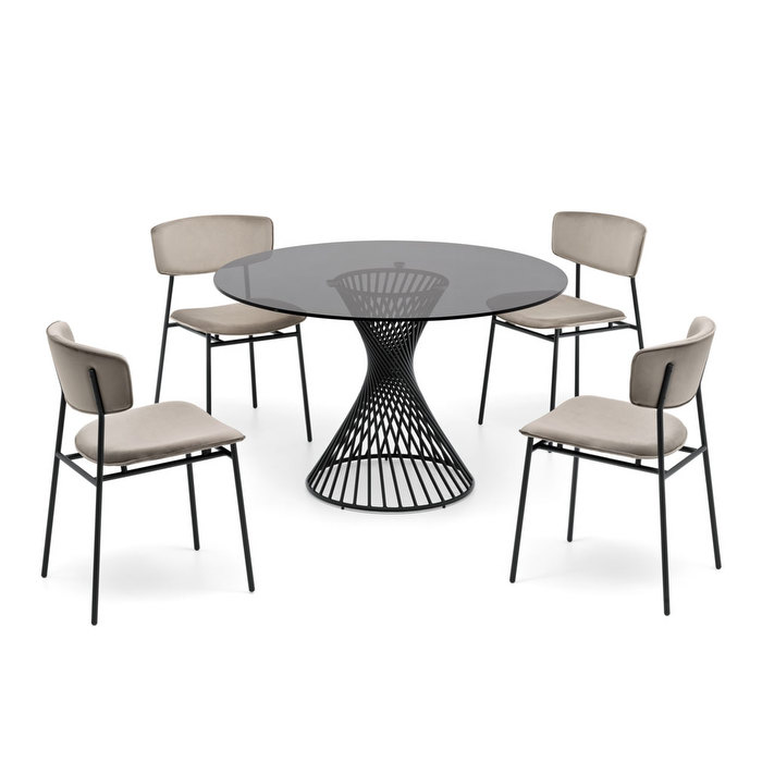 Calligaris Vortex Dining Table, Grey Glass/Matt Black | Vepsäläinen