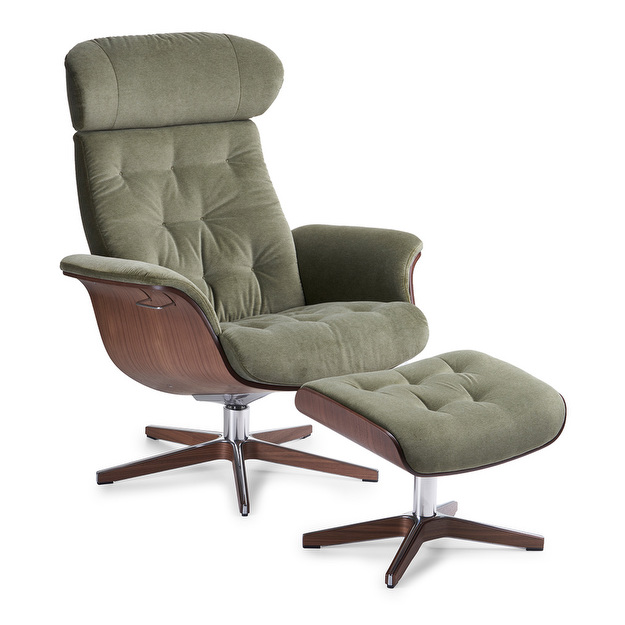 Conform Timeout Footstool, Trapani Fabric Olive / Walnut | Vepsäläinen