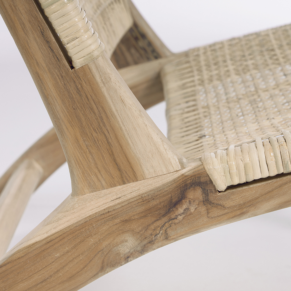 Kave Home Beida-lepotuoli, tiikki/rottinki | Vepsäläinen