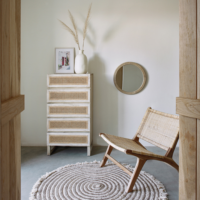 Kave Home Beida-lepotuoli, tiikki/rottinki | Vepsäläinen