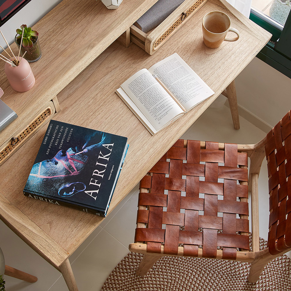 Kave Home Calixta Chair, Brown Leather | Vepsäläinen