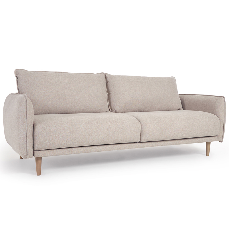 Kave Home Carlota-sohva, beige/pyökki | Vepsäläinen