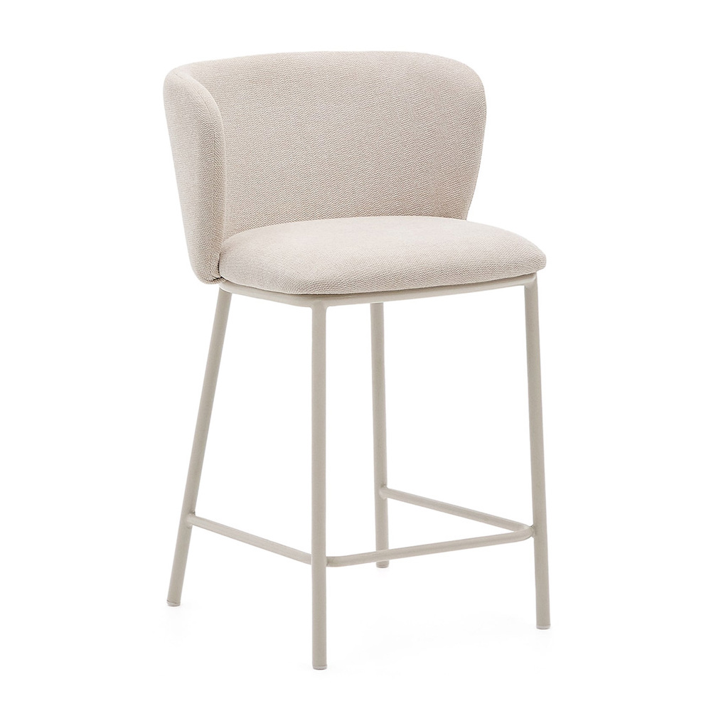 Kave Home Ciselia-baarijakkara, beige chenille-kangas / beige metalli ...