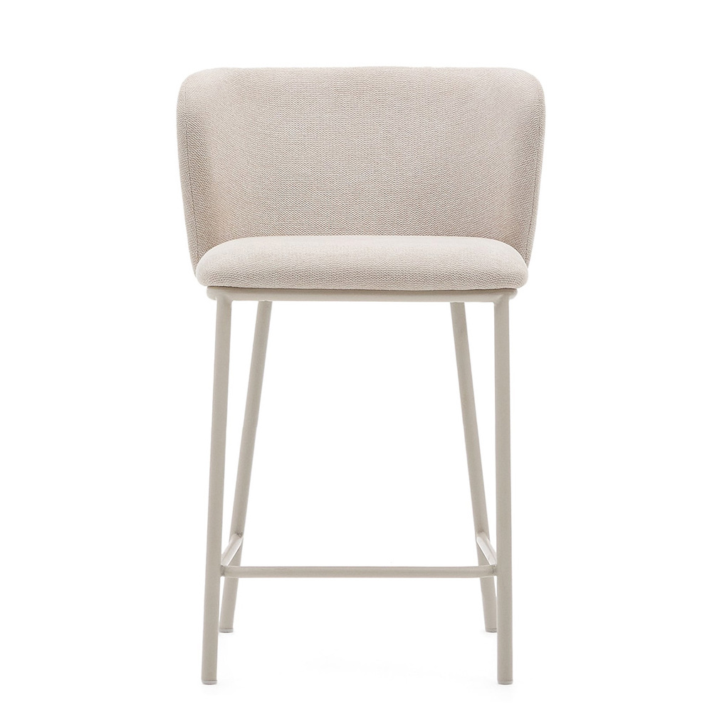 Kave Home Ciselia-baarijakkara, beige chenille-kangas / beige metalli ...