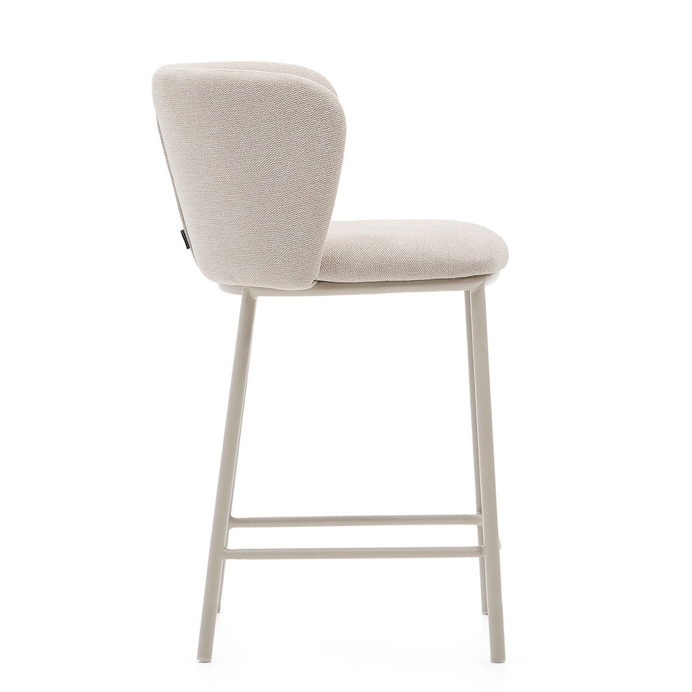 Kave Home Ciselia-baarijakkara, beige chenille-kangas / beige metalli ...