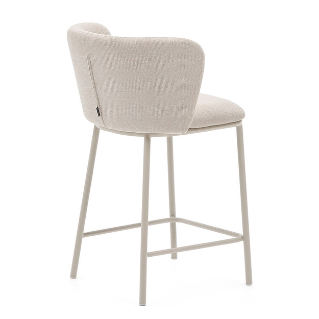 Kave Home Ciselia-baarijakkara, beige chenille-kangas / beige metalli ...