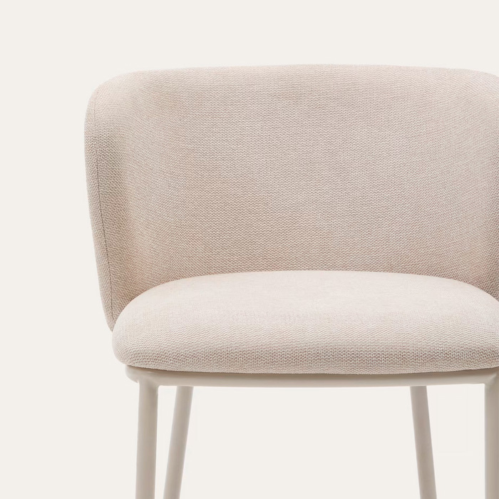 Kave Home Ciselia-baarijakkara, beige chenille-kangas / beige metalli ...