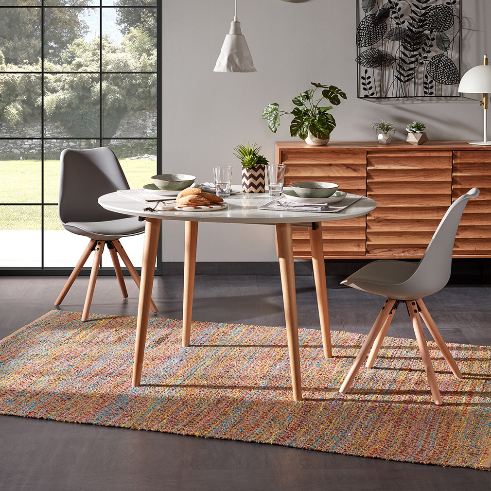 Kave Home Oqui- jatkettava ruokapöytä, valkoinen/pyökki | Vepsäläinen