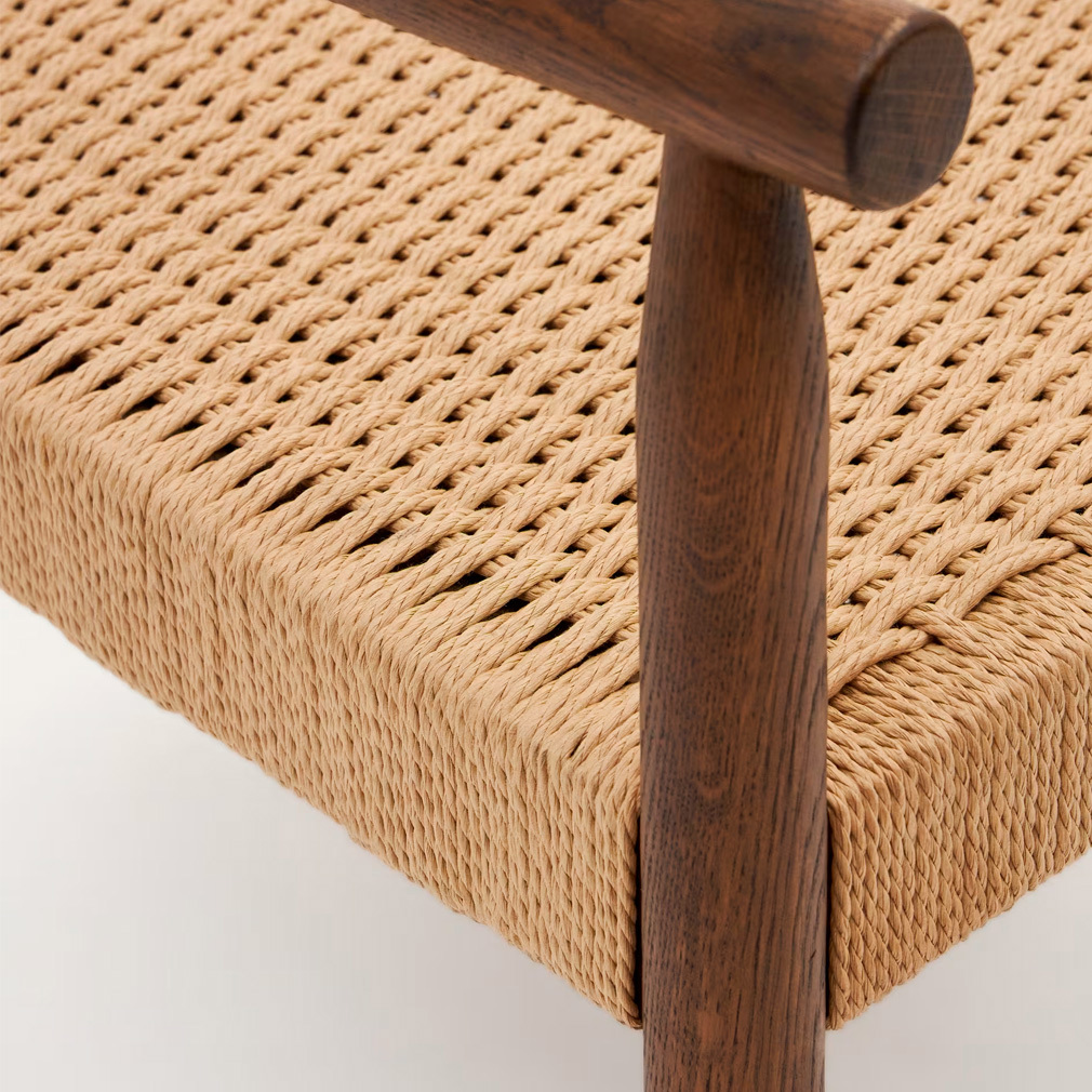 Kave Home Yalia-nojatuoli, pähkinä/paperinaru | Vepsäläinen