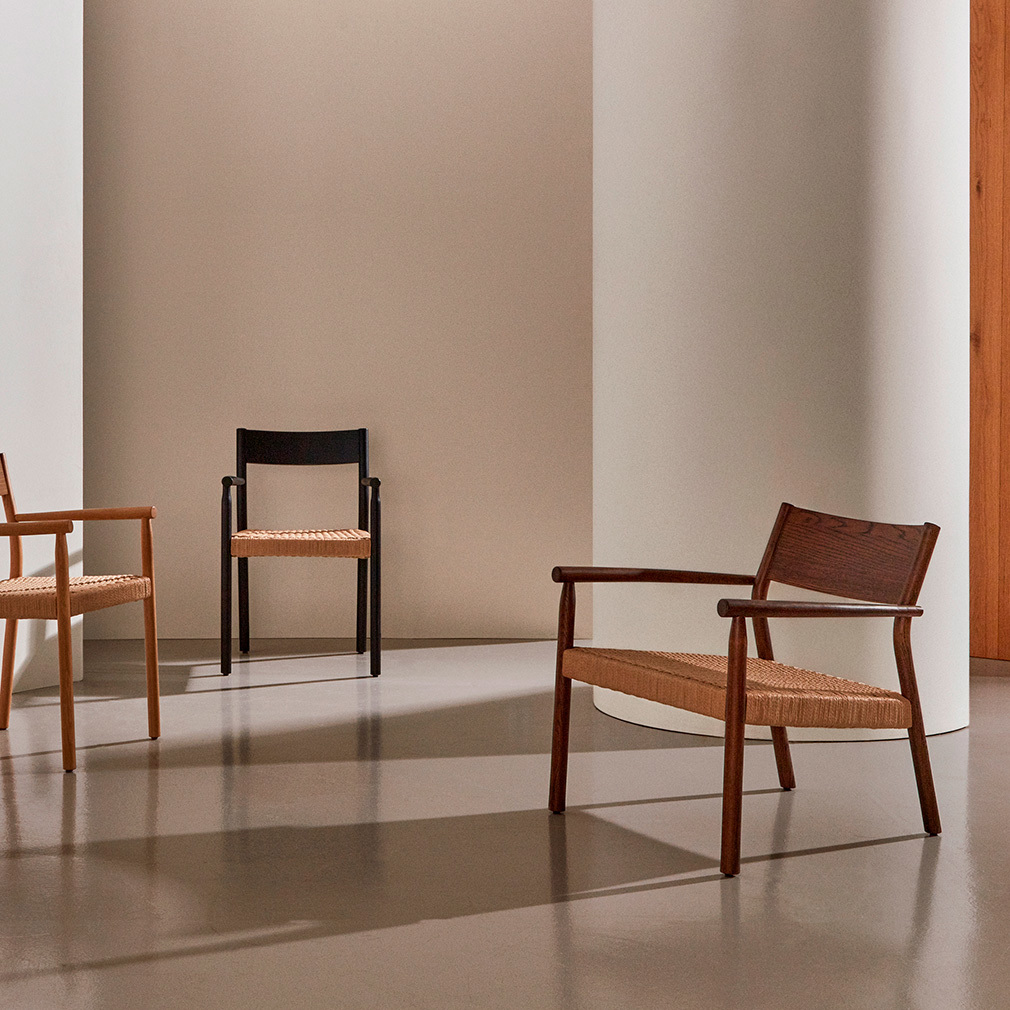 Kave Home Yalia-nojatuoli, pähkinä/paperinaru | Vepsäläinen