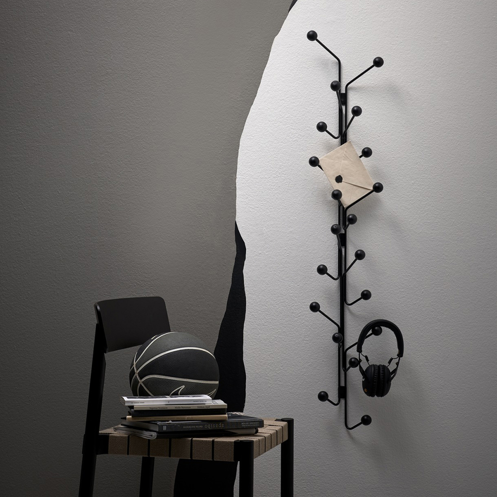Maze Bill Vertical Coat Rack, Black/Birch | Vepsäläinen