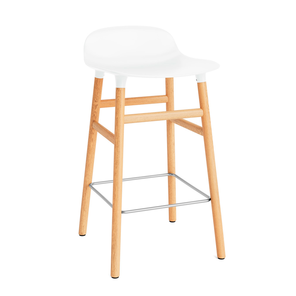 Normann Copenhagen Form Bar Stool, White/Oak | Vepsäläinen
